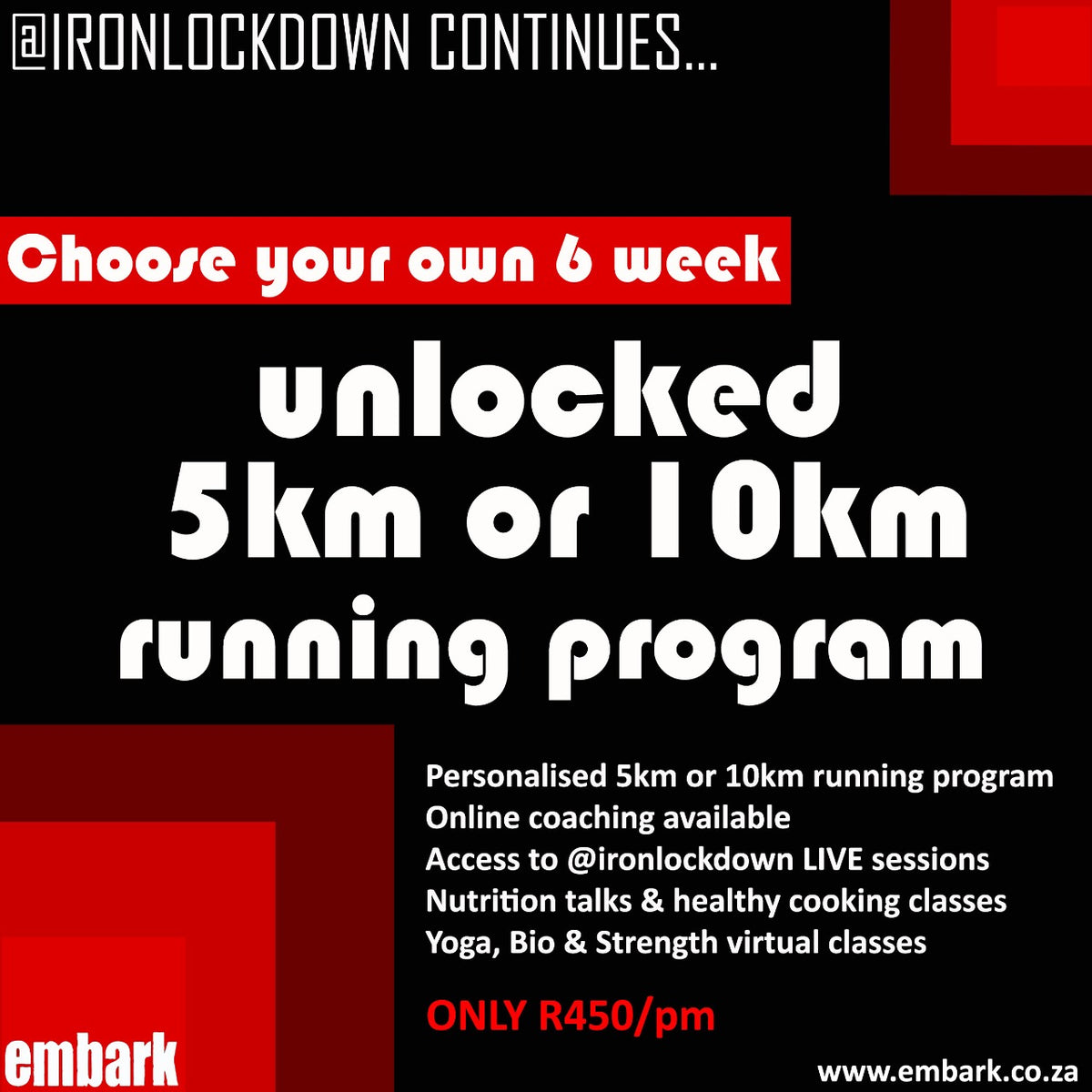 Choose your own 5km or 10km running program – Embark